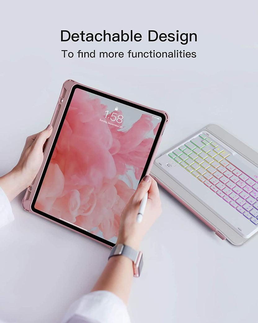 Inateck iPad Pro 11 キーボードケース 第1世代と第2世代対応、DIYバックライト付き、分離式、KB02005 pink ...